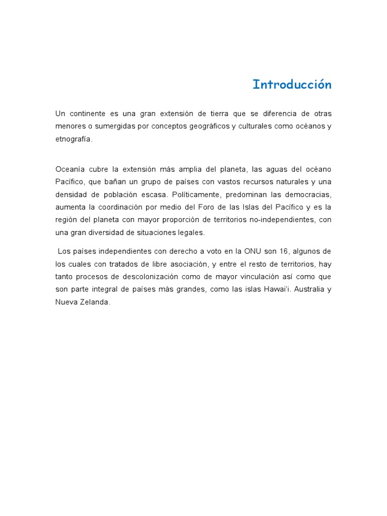 Introducción | Oceanía | océano Pacífico