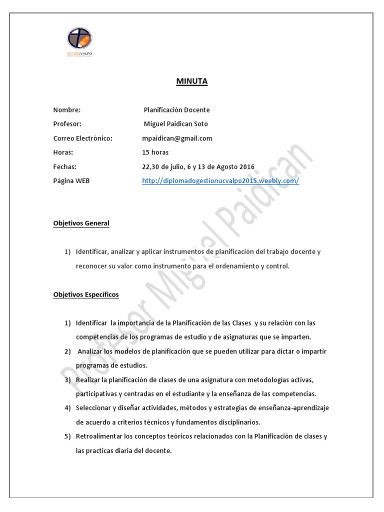 minuta planificacion docente 2016