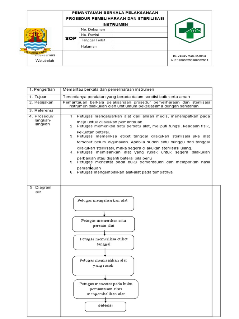 Sop-8-6-1-3-Pemantauan Berkala Pelaksanaan Prosedur Pemeliharaan Dan Sterilisasi | PDF ...