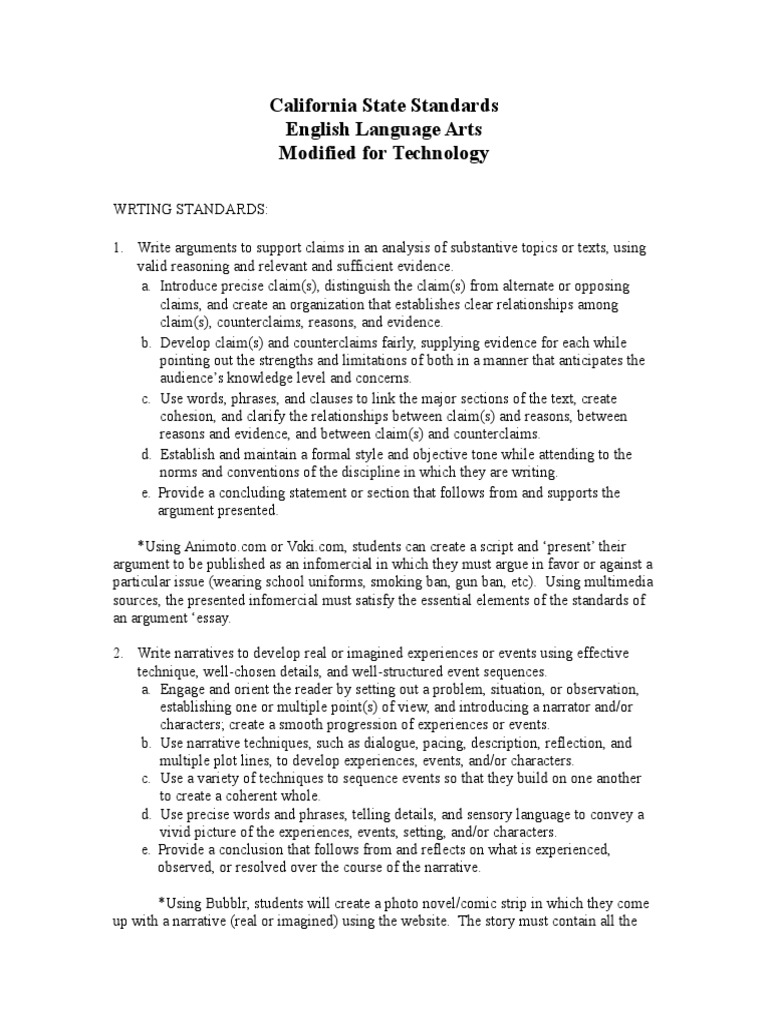 California State Standards Ed 353b | PDF | Narrative | English Grammar
