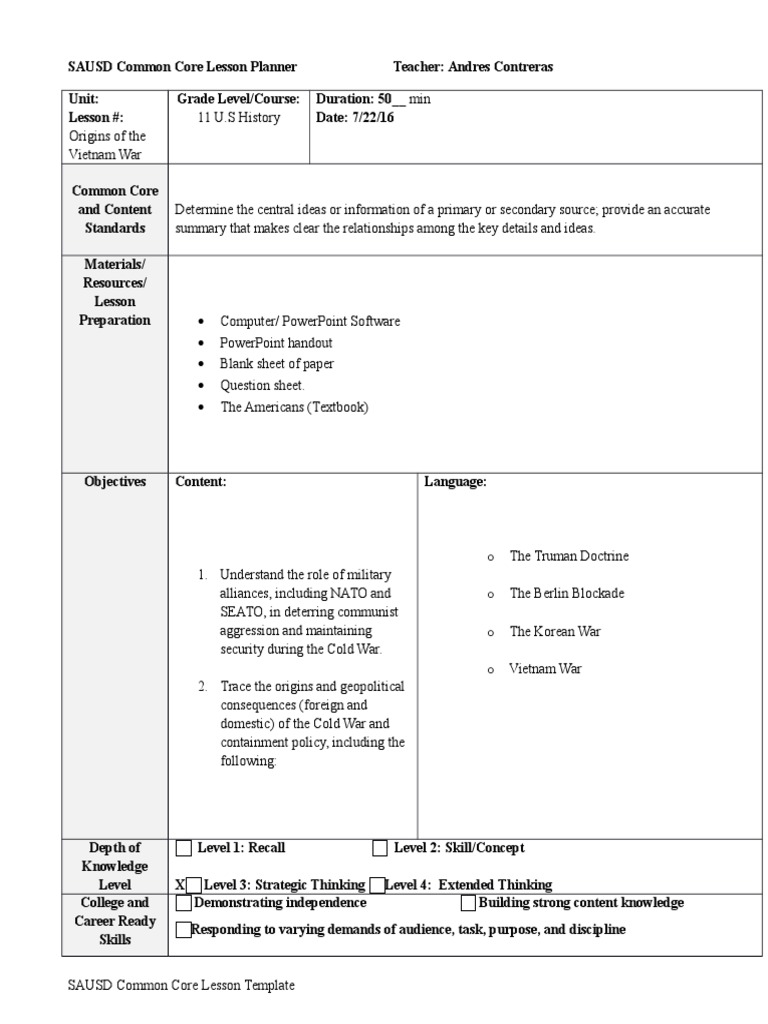 Andres Contreras Vietnam War | PDF | Common Core State Standards ...