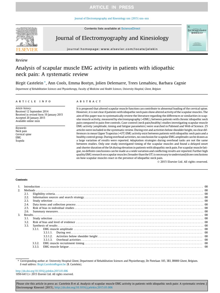 Analysis of Scapular Muscle EMG Activity in Patients With Idiopathic ...