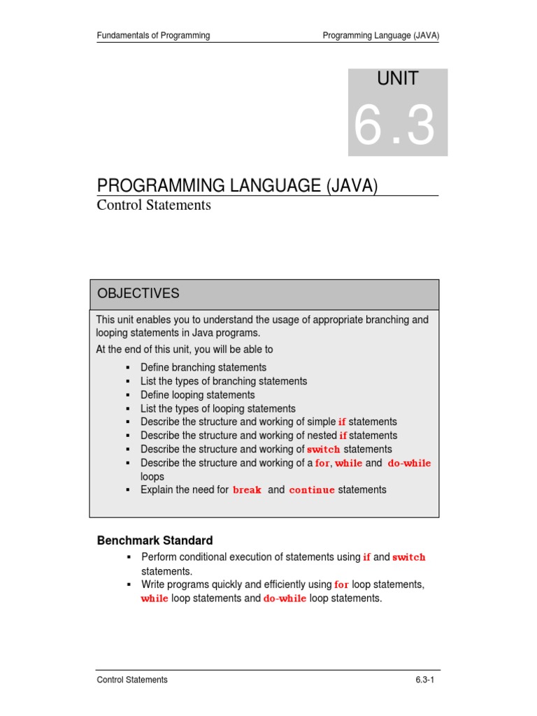 Control Statement Pdf Control Flow Programming Language 9855