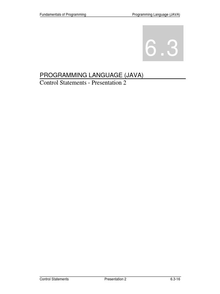 Programming Language (Java) Control Statements - Presentation 2 | PDF | Control Flow ...