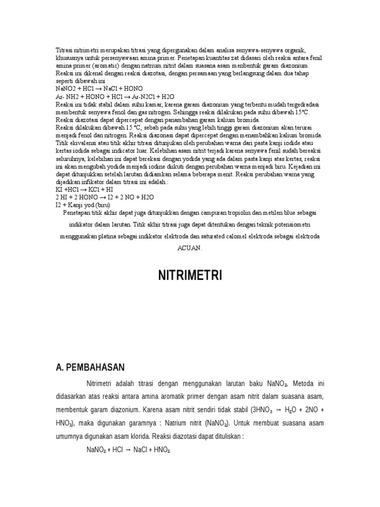 Titrasi Nitrimetri Merupakan Titrasi Yang | PDF | Sains & Matematika