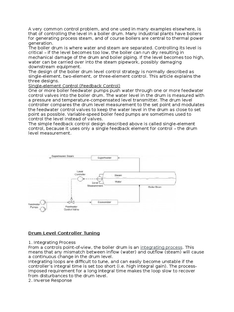 Drum Level Control | PDF | Boiler | Control System