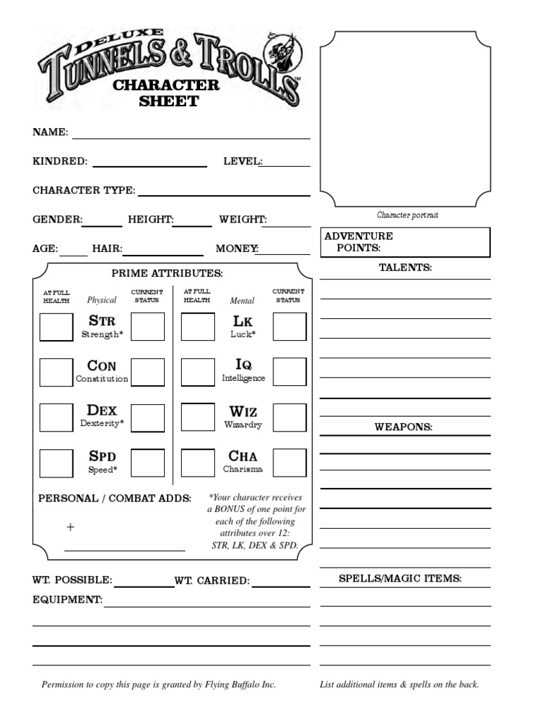 TT Character Sheet | PDF