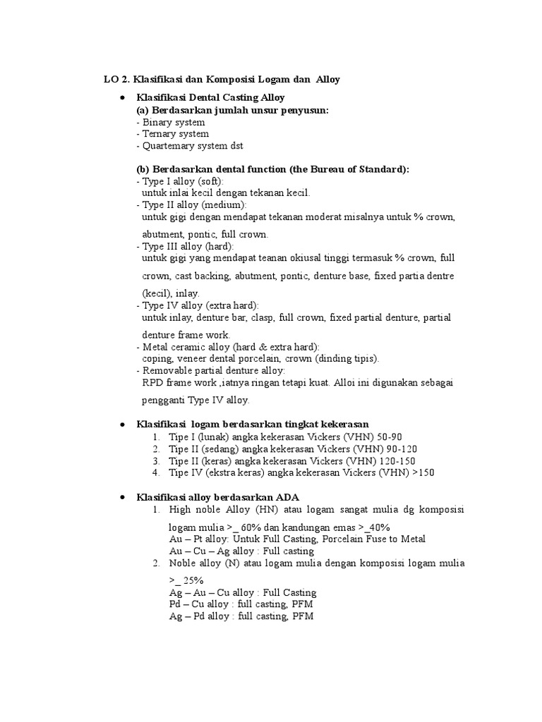 Klasifikasi Dan Komposisi Logam Alloy | PDF