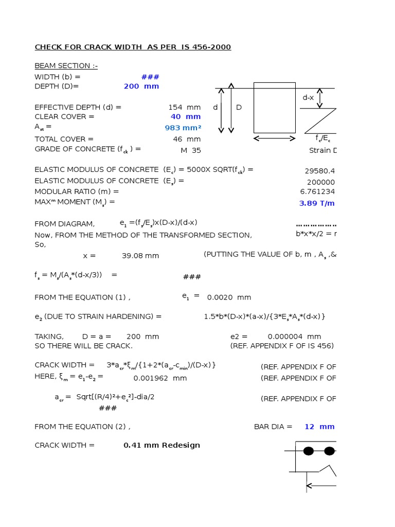DESIGN+OF+CRACK+WIDTH Calculation | PDF