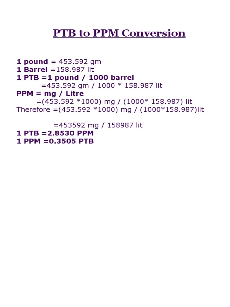 PTB To PPM Conversion | PDF | Nature