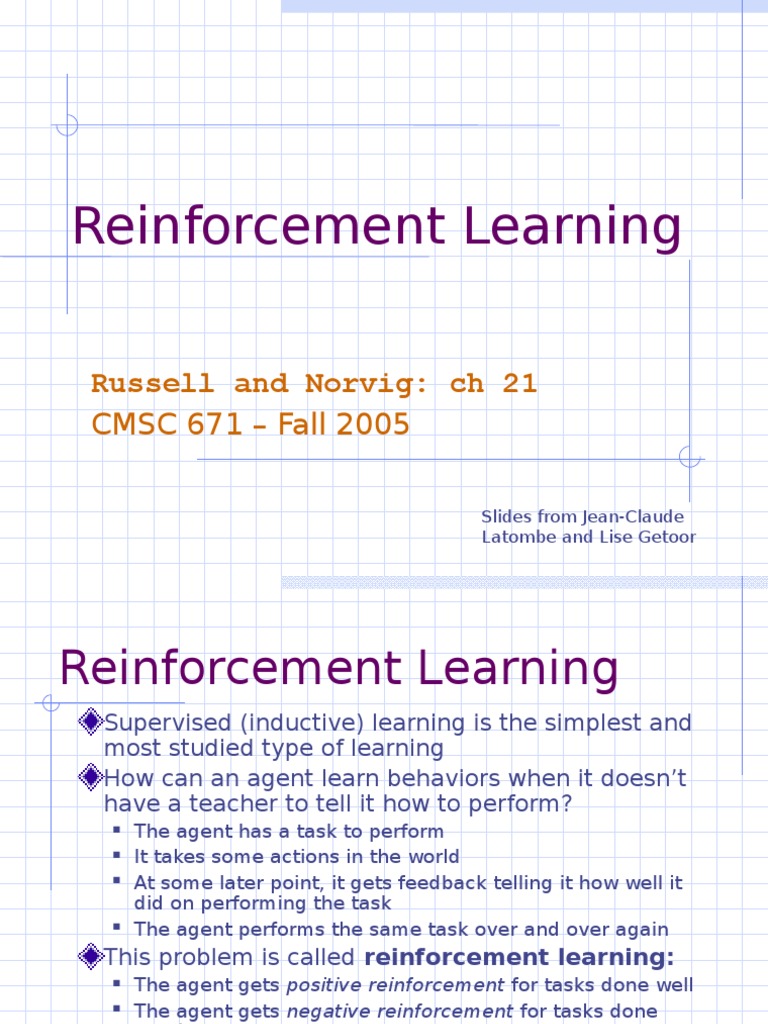Reinforcement Learning: Russell and Norvig: CH 21 | PDF | Algorithms ...