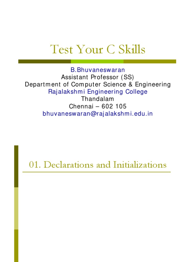 Test Your C Skills - Alpha | PDF | Pointer (Computer Programming ...