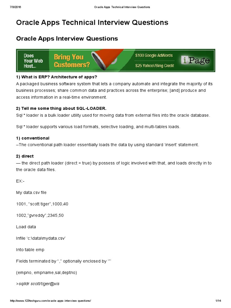 Apps Interview Ques-1 | PDF | Pl/Sql | Sql