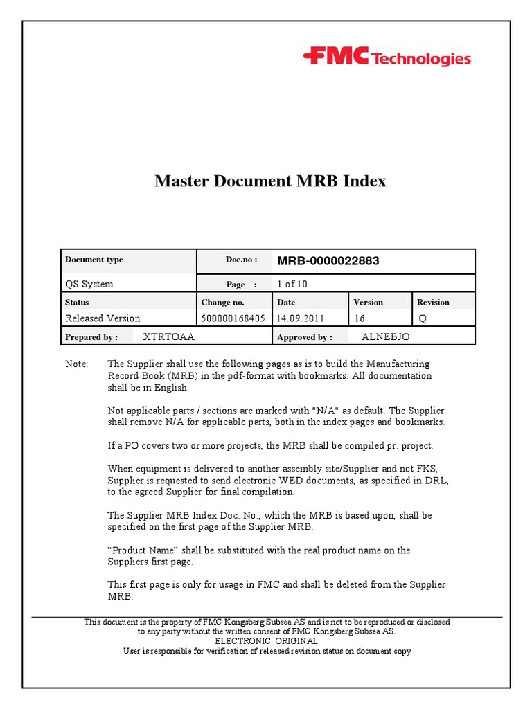 MRB Index for Supplier Documentation | PDF | Computing | Science