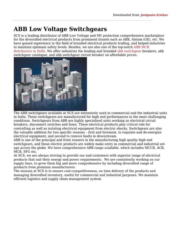 ABB Low Voltage Switchgear Overview | PDF