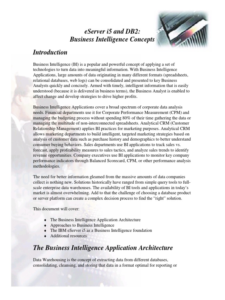Eserver I5 and Db2: Business Intelligence Concepts | PDF | Ibm Db2 | Business Intelligence