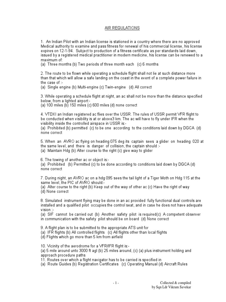 Air Regulations | PDF | Visual Flight Rules | Instrument Flight Rules