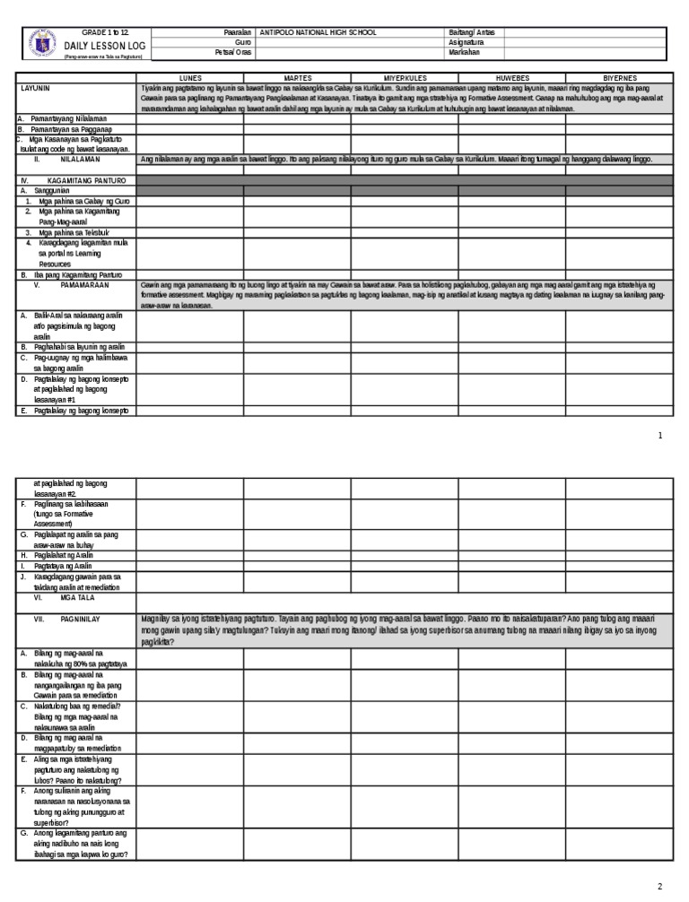 New DLL Format-Filipino | PDF