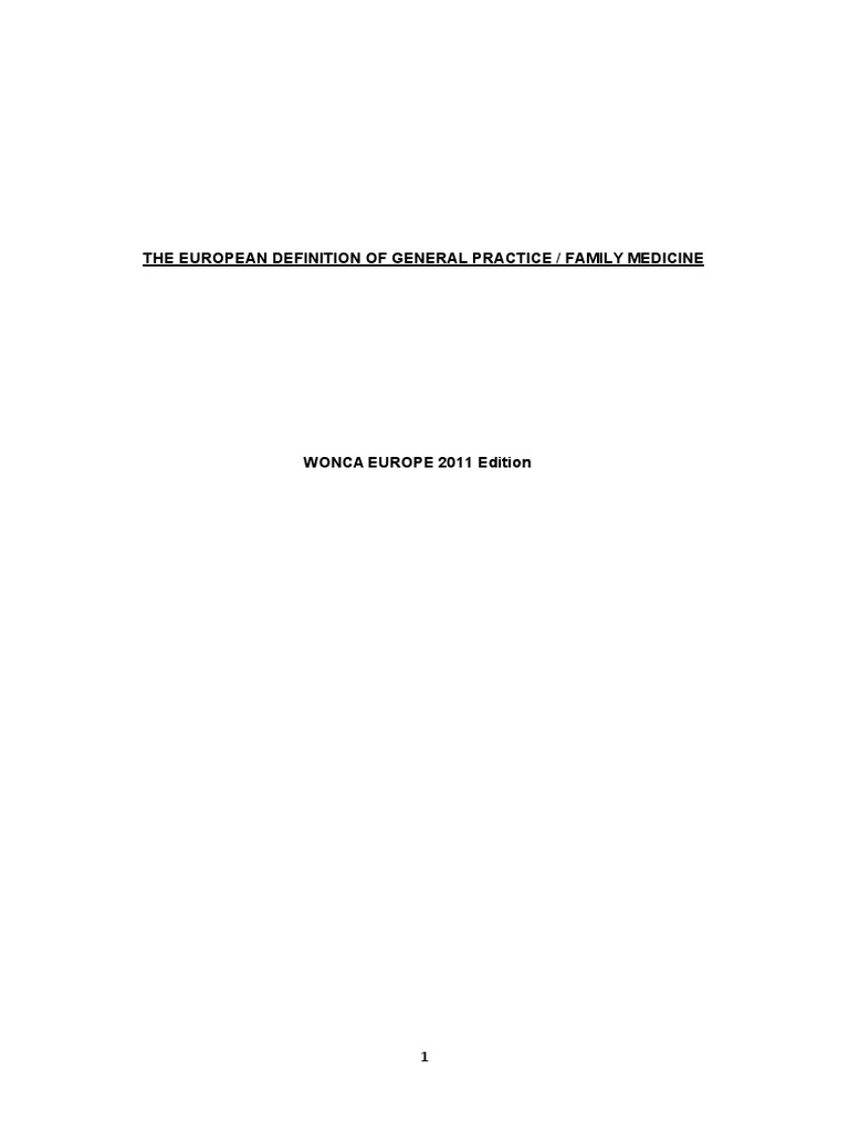 WONCA Tree: Defining Family Medicine | PDF | Family Medicine | General ...