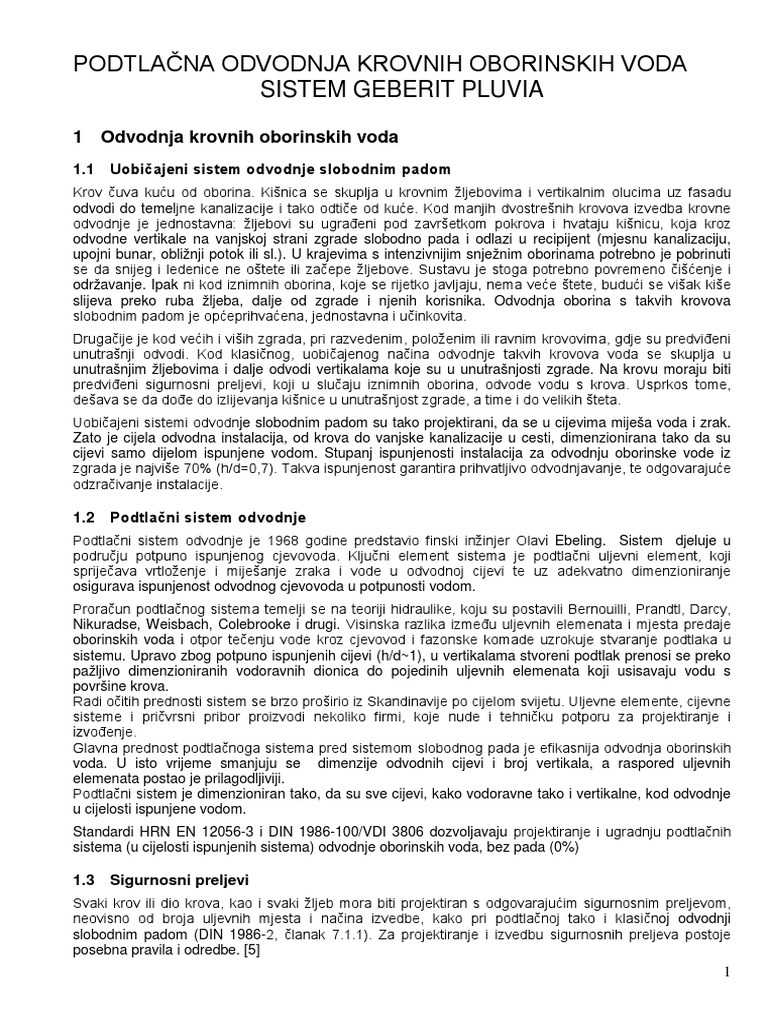 2016 Podtlačna Odvodnja Krovnih Oborinskih Voda - Stručni Članak | PDF