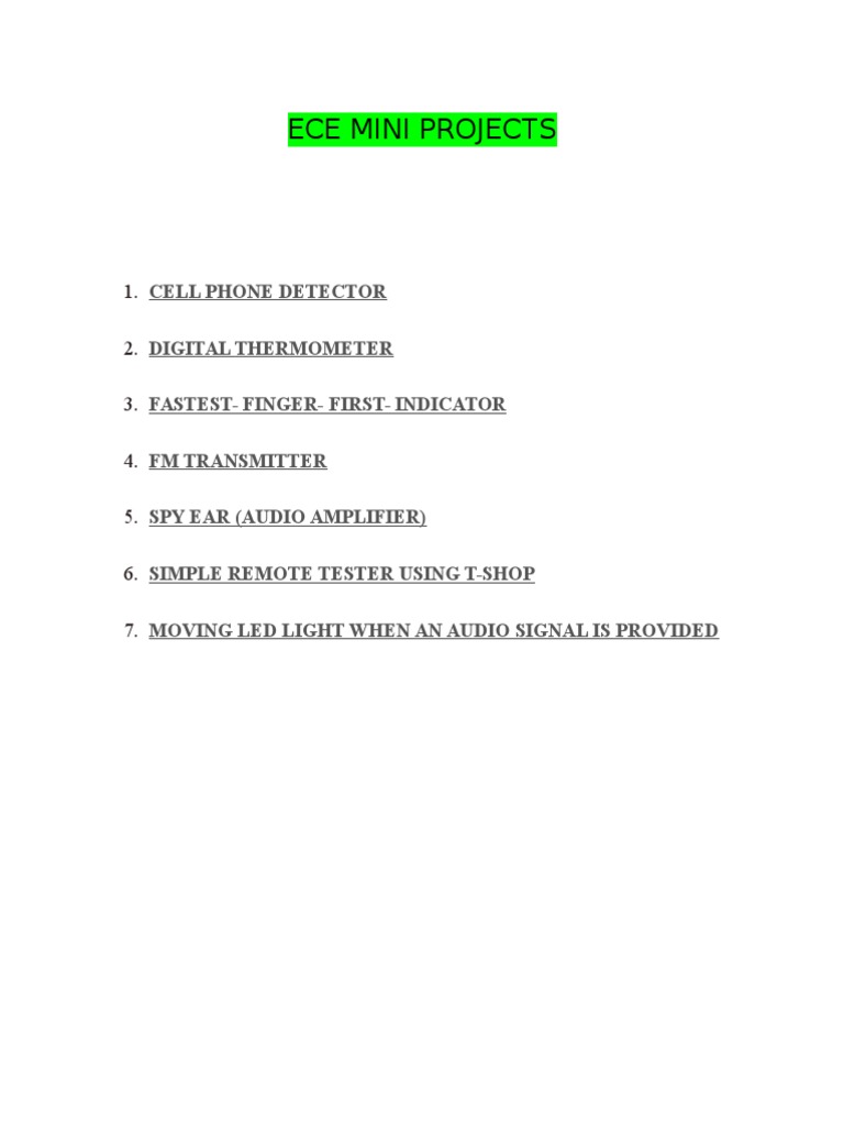 Ece Mini Projects | PDF