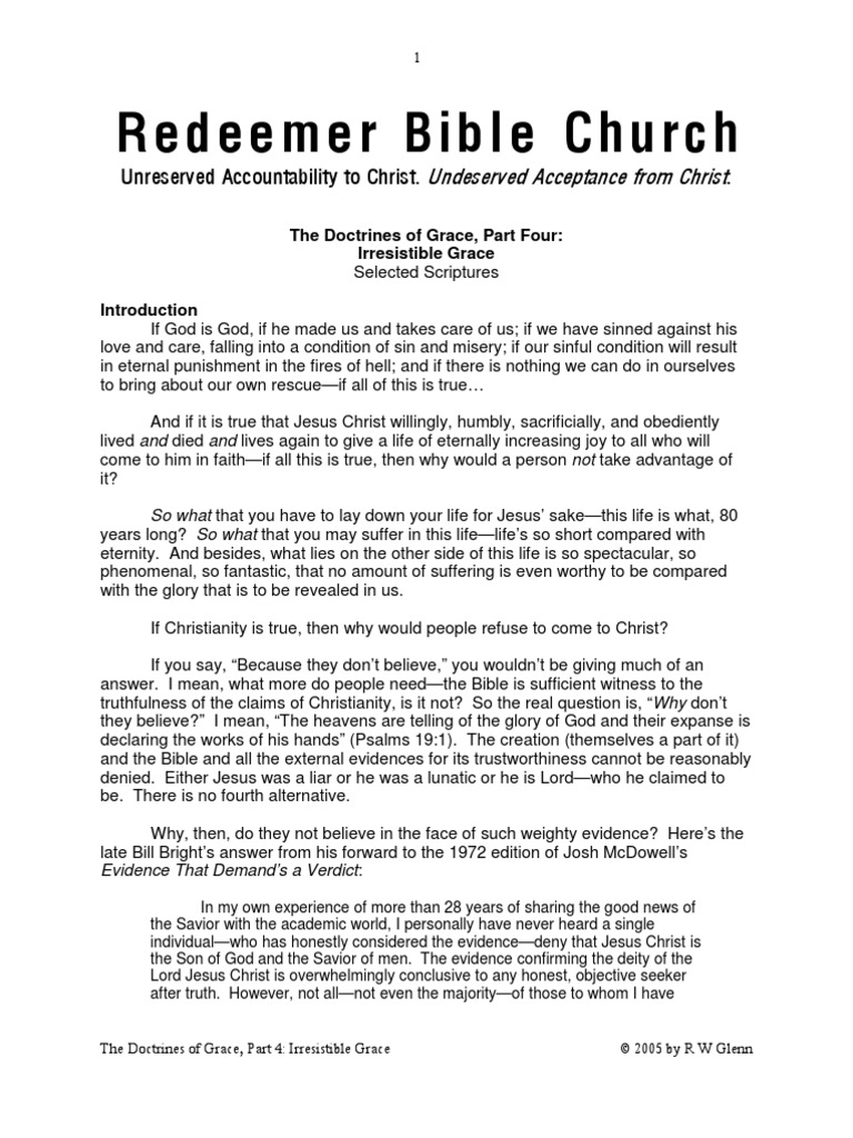 The Doctrines of Grace, Part 4: Irresistible Grace | PDF | Born Again ...