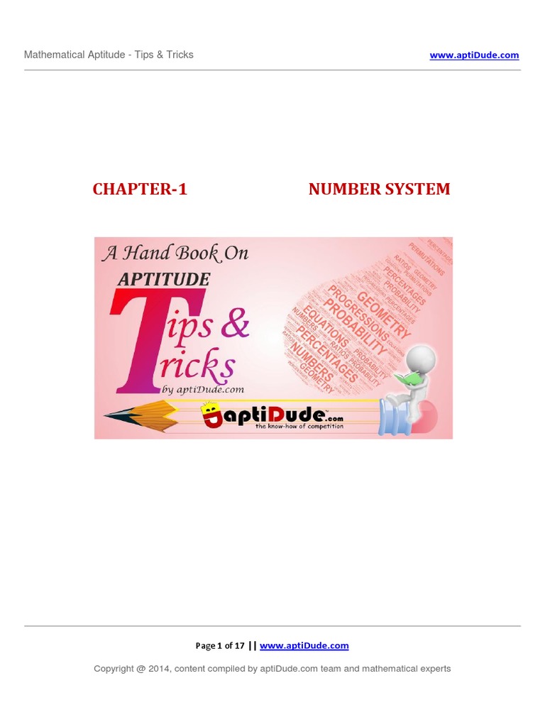 Chapter-1 Number System: Mathematical Aptitude - Tips & Tricks | PDF | Exponentiation | Prime Number
