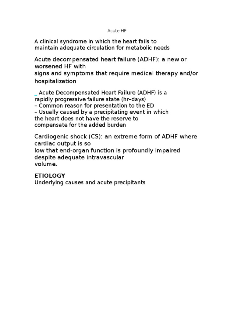 Acute HF | PDF | Heart Failure | Heart