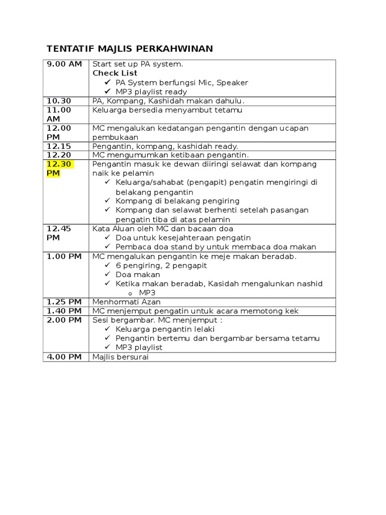 Tentative Majlis | PDF