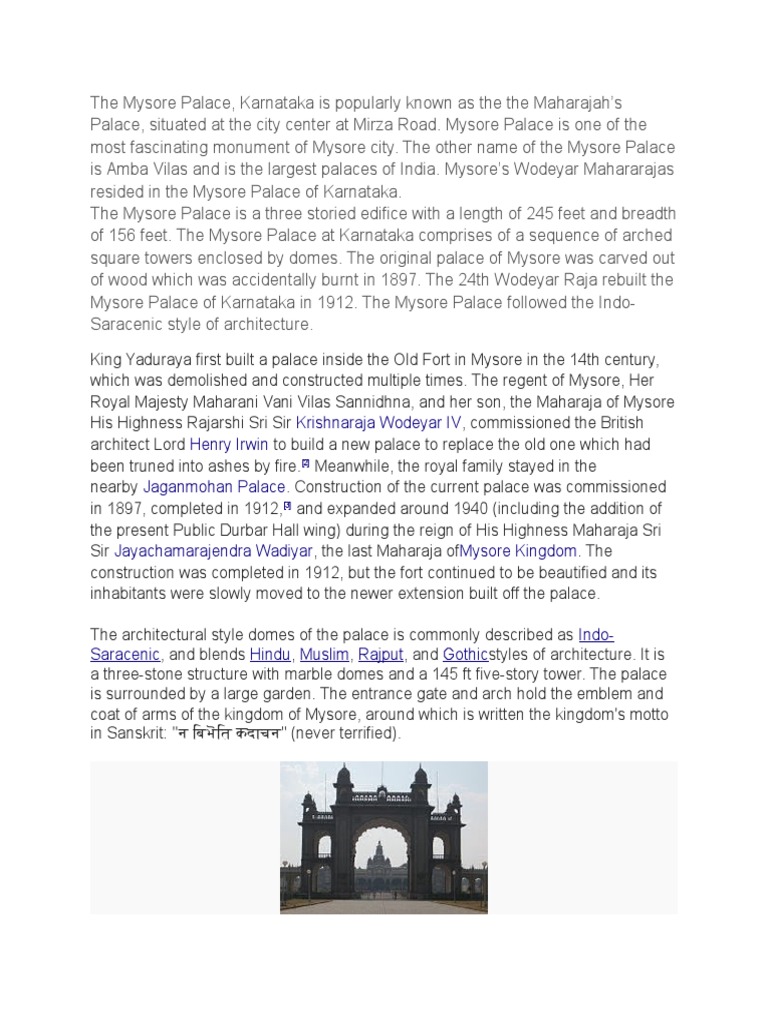 Krishnaraja Wodeyar IV Henry Irwin Jaganmohan Palace | PDF | Arts (General)