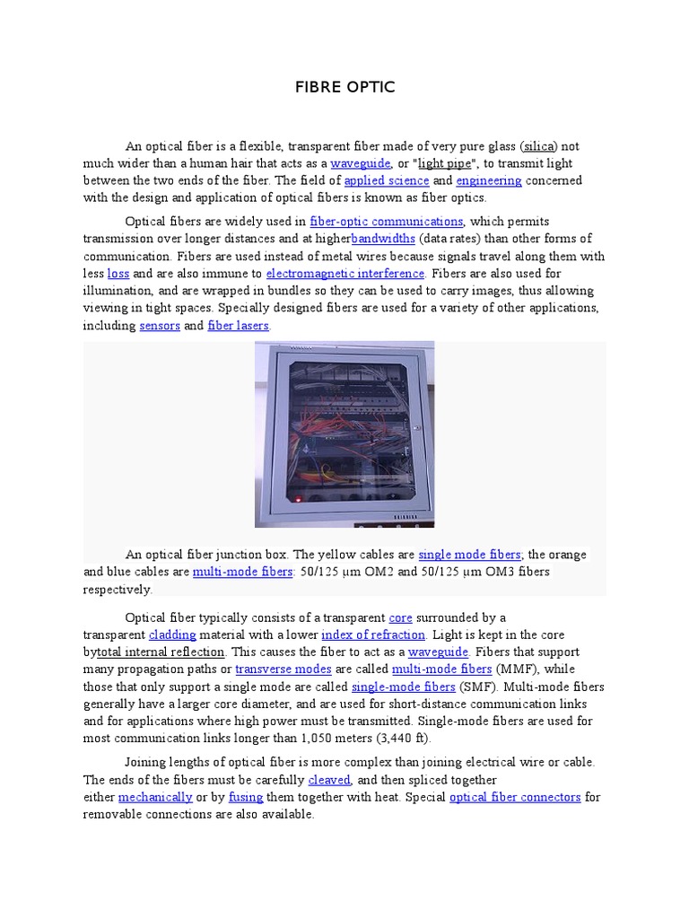 Fibre Optic | PDF | Optical Fiber | Optics
