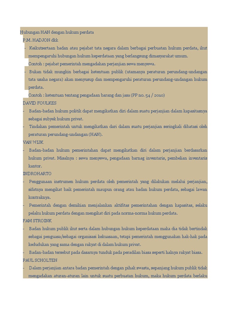 Hubungan HAN Dengan Hukum Perdata | PDF