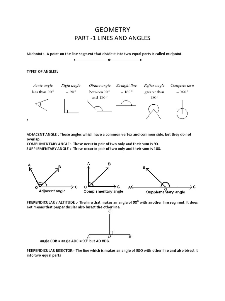 GEOMETRY Part-1 Lines and Angles | PDF | Teaching Methods & Materials ...