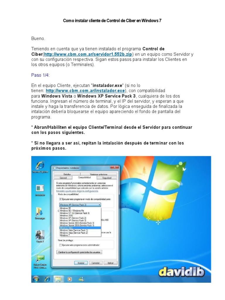 Como Instalar Cliente de Control de Ciber en Windows 7 | PDF | Informática