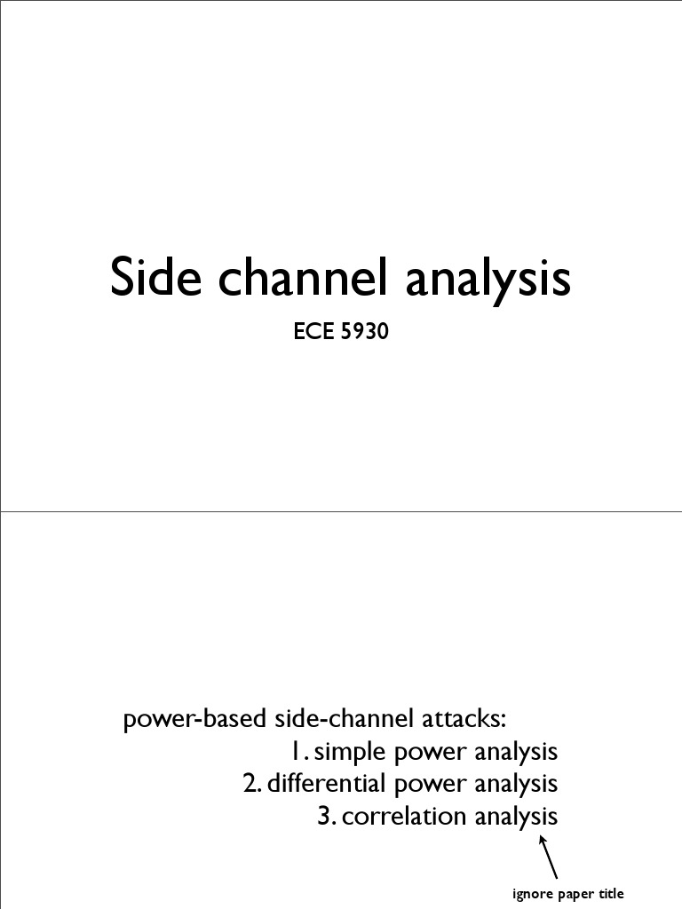 Side Channel Analysis | PDF | Correlation And Dependence | Key ...