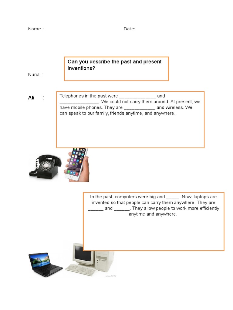 Can You Describe The Past and Present Inventions?: Name: Date | PDF ...