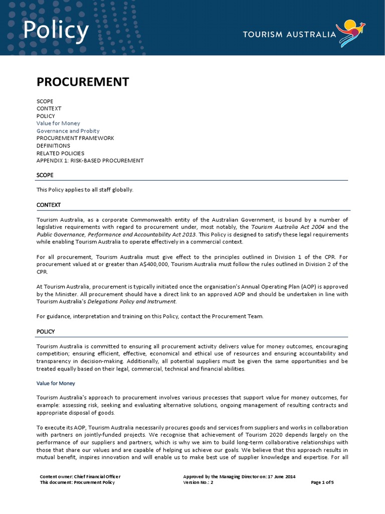 Procurement Policy | PDF | Procurement | Supply Chain