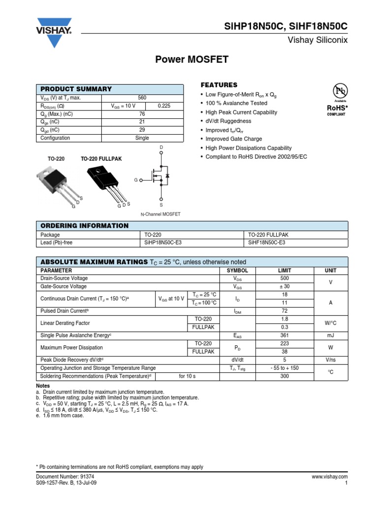 P18N50C datasheet | Field Effect Transistor | Disclaimer