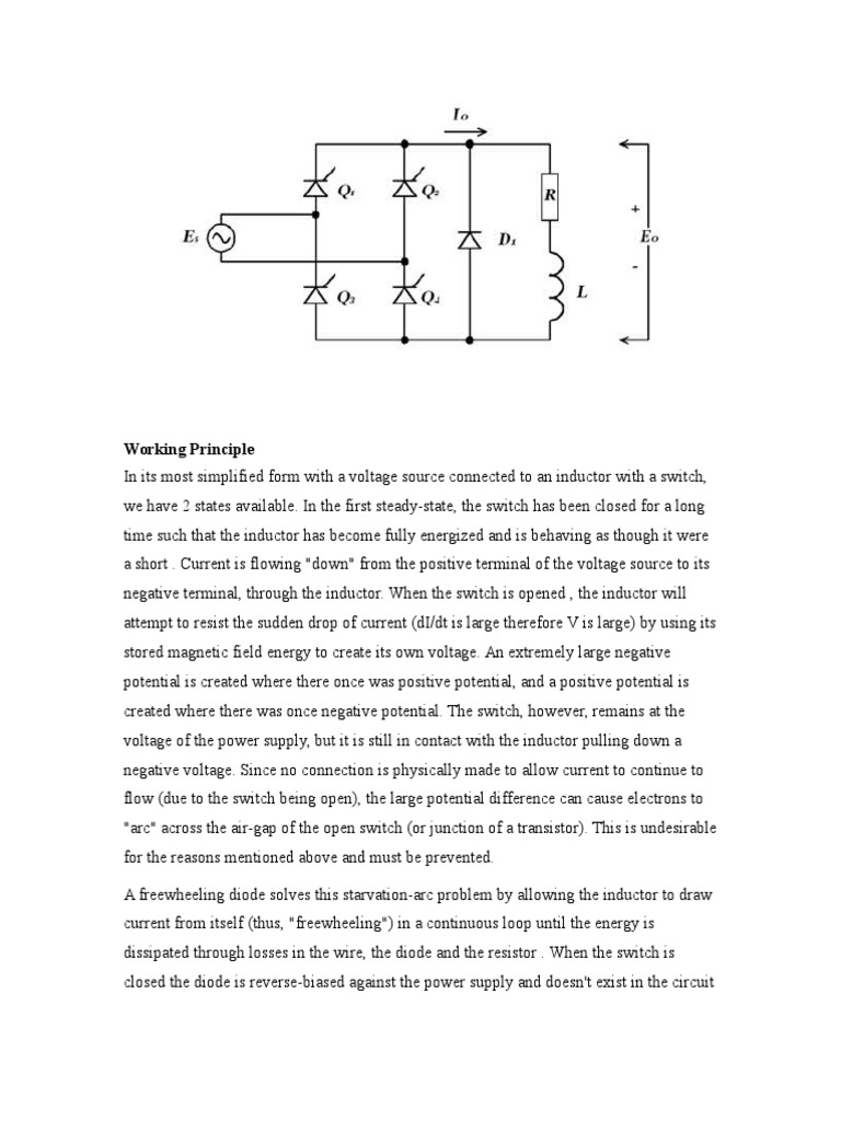 Inductor Working Principle and Freewheeling Diode | PDF
