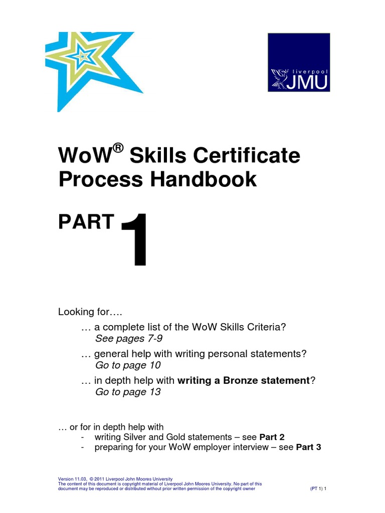 WoW Skills Certificate Process Handbook PART1 | PDF | Motivation ...