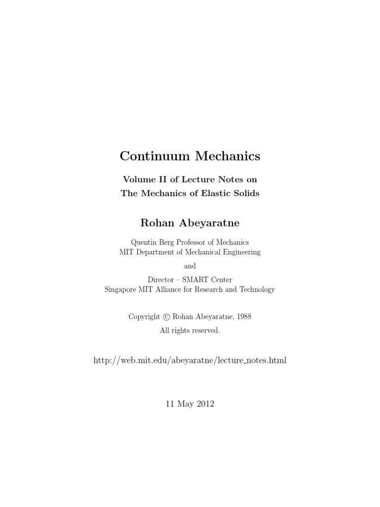 Continuum Mechanics Part 1 Introduction | PDF | Deformation (Mechanics ...