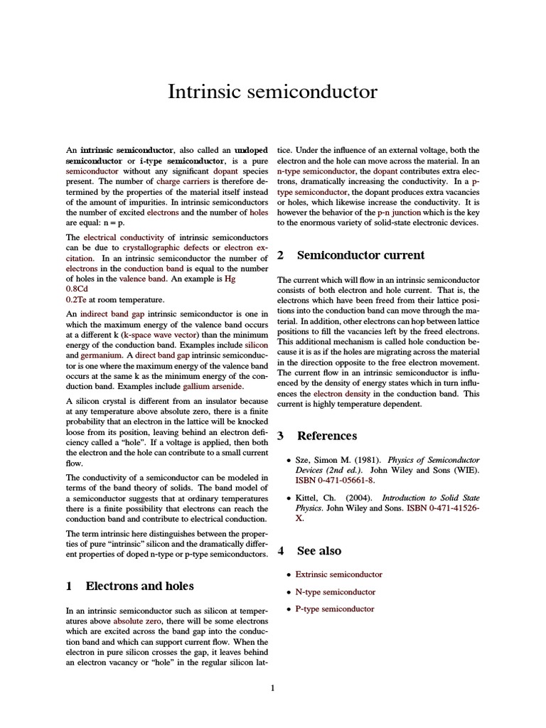 Intrinsic Semiconductor | PDF | Solid State Chemistry | Semiconductors