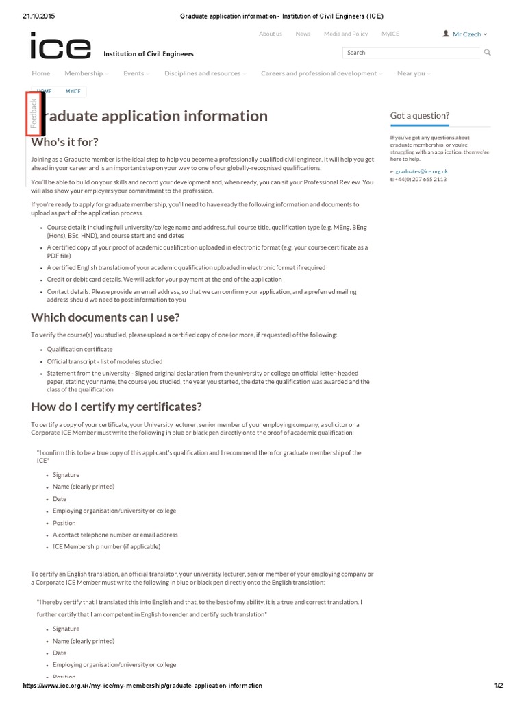 Graduate Application Information - Institution of Civil Engineers (ICE ...