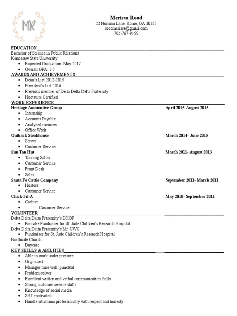 Merissa Rood's Professional Profile | PDF | Business