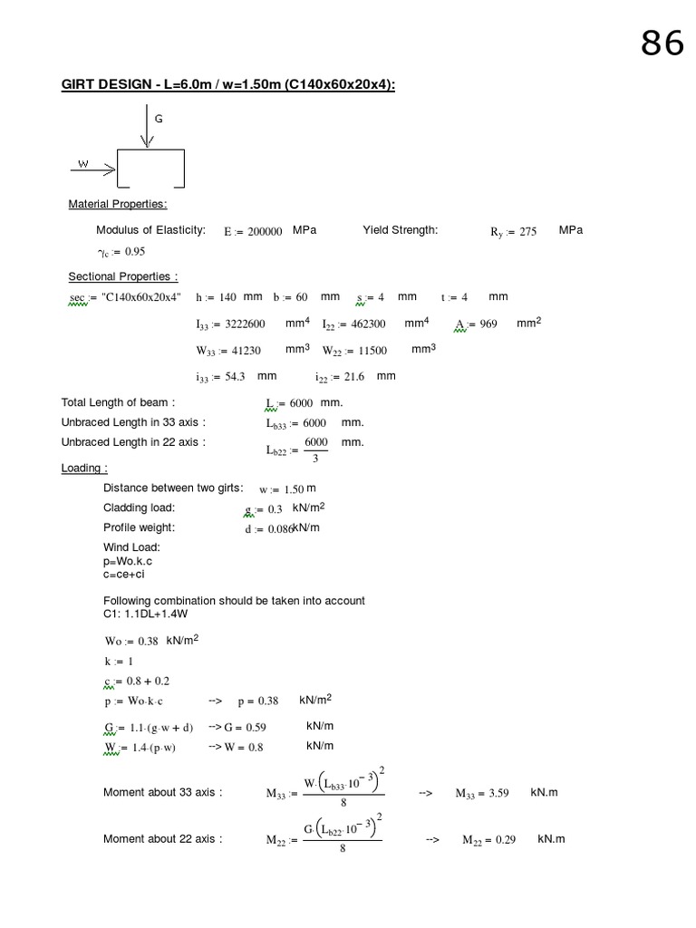 GIRT DESIGN C140x60x20x4 BEAM | PDF
