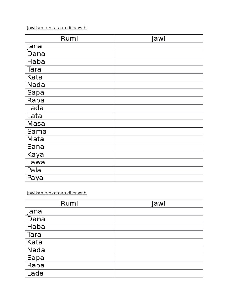 Jawikan Perkataan Di Bawah | PDF