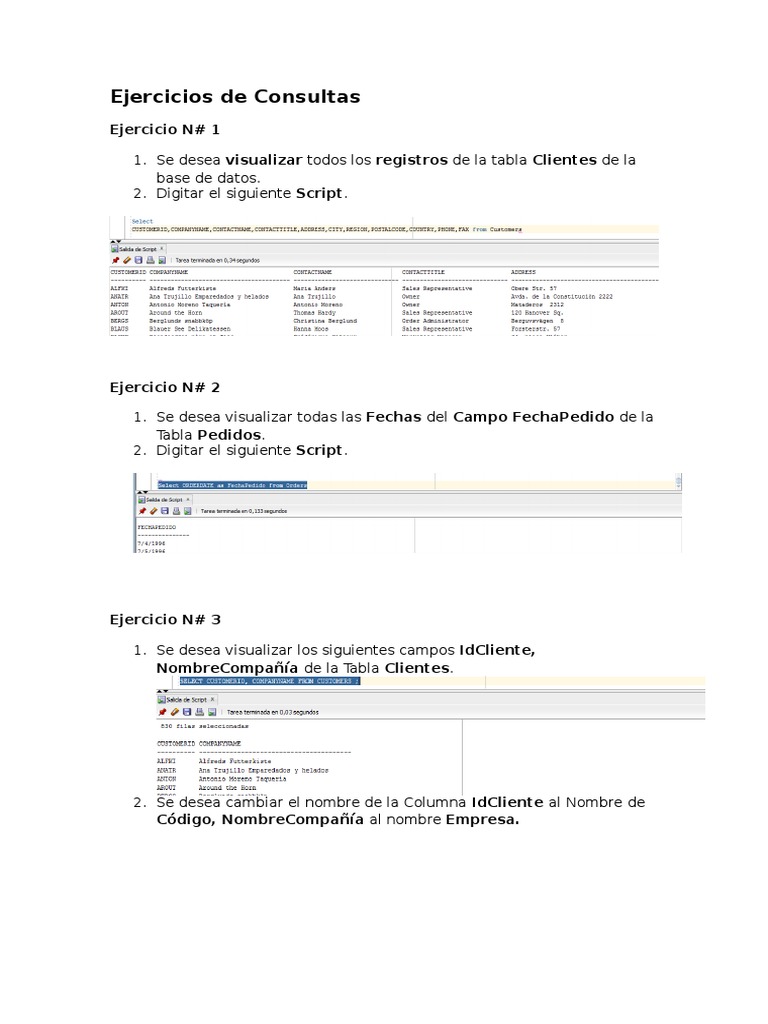 Ejercicios de Consultas | PDF | SQL | Datos de computadora