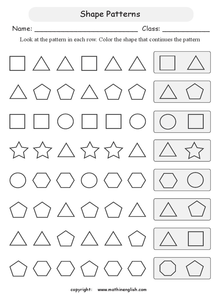 Shape Patterns: Name: - Class | PDF