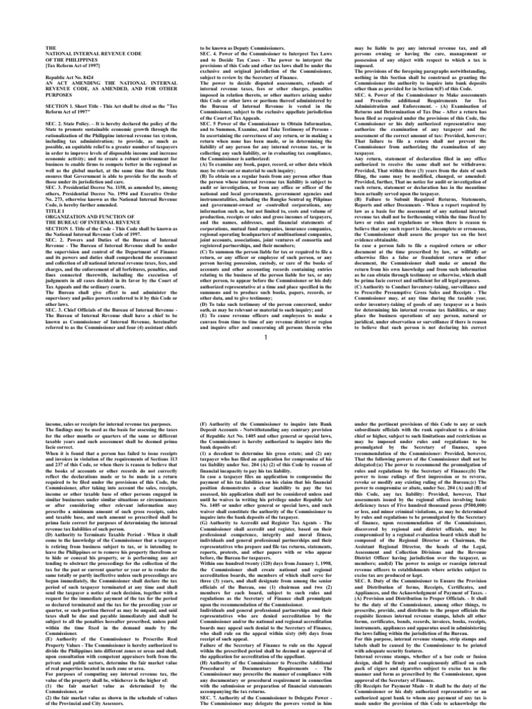 NIRC Codal | PDF | Internal Revenue Service | Taxes