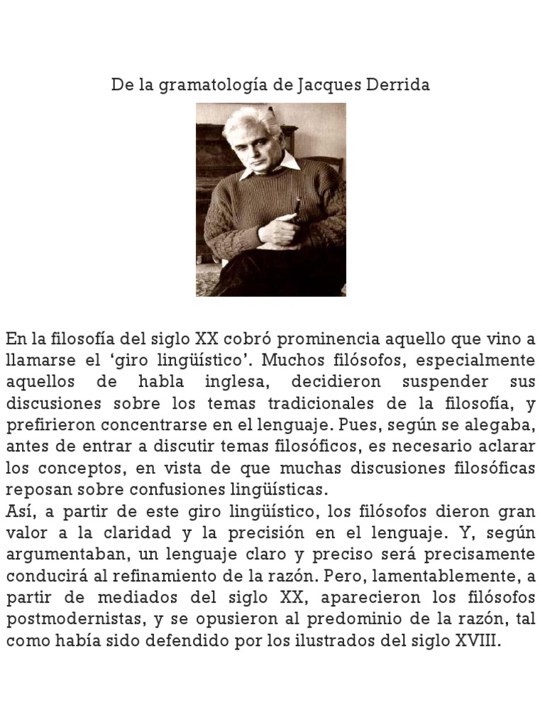 De La Gramatología de Jacques Derrida. | Palabra | Verdad
